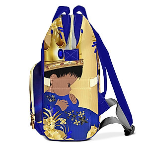 XIUCOO Personalized Gold Blue Cute Baby Boy Diaper Bag Backpack with Name Custom Nappy Mommy Bags for Baby Girl Boy Gifts