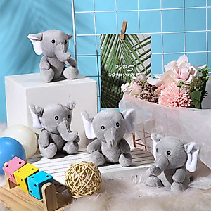 Skylety 4 Pcs Mini Elephant Stuffed Animals Elephant Plush Toys Plush Stuffed Elephant Cute Soft Forest Animals for Baby Shower Boys Girls Elephant Themed Birthday Party Supplies (Grey,4 Inch)