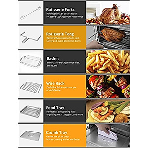 Gevi Air Fryer Toaster Oven Combo, Large Digital LED Screen Convection Oven with Rotisserie and Dehydrator, Extra Large Capacity Countertop Oven with Online Recipes