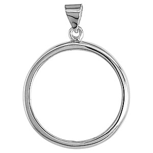 Sterling Silver Quarter Dollar Bezel 24 mm Coins Prong Back Round Edge 25 Cent Coin NOT Included