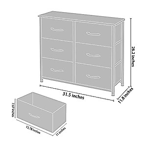 AZL1 Life Concept 6 Drawers Fabric, Tower Dresser for Bedroom, Hallway, Nursery, Entryway, Closets, Sturdy Metal Frame, Wood Tabletop, Easy Pull Handle, Light Grey