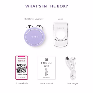 FOREO BEAR Mini Microcurrent Facial Device - Face Sculpting Tool - Firm & Contour - Reduce Double Chin - Non-Invasive - Increases Absorption of Facial Skin Care Products - Lavender