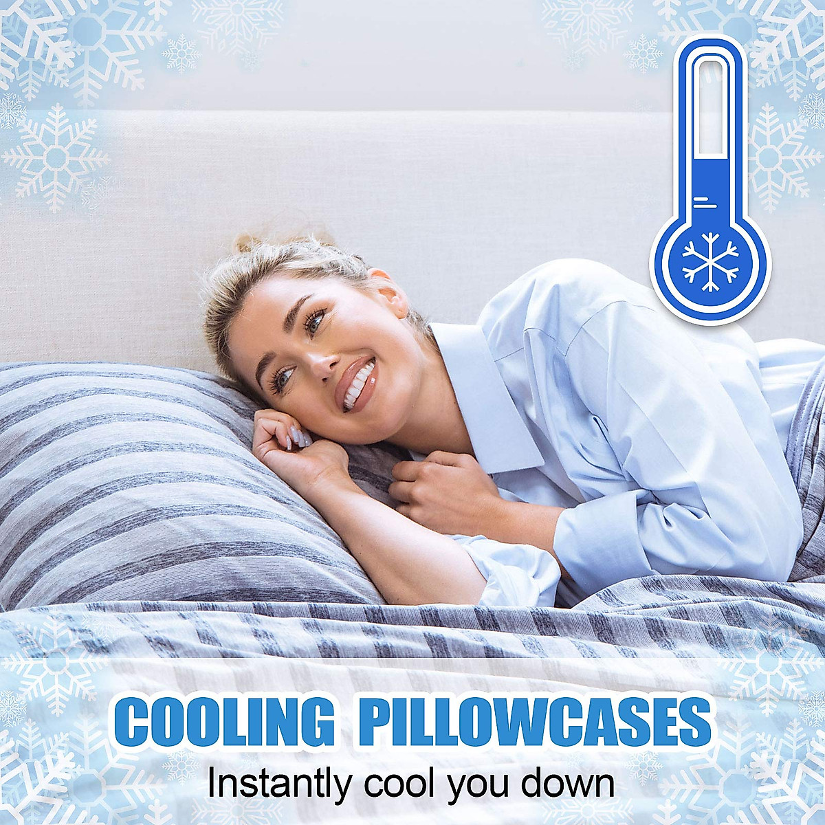 Ailemei Direct Cooling Pillowcase Set of 2, Double Sided with Hidden Zipper, Japanese Icy-Jade Fiber, Breathable and Moisture-Wicking, Easy to Clean, Machine and Hand Washable