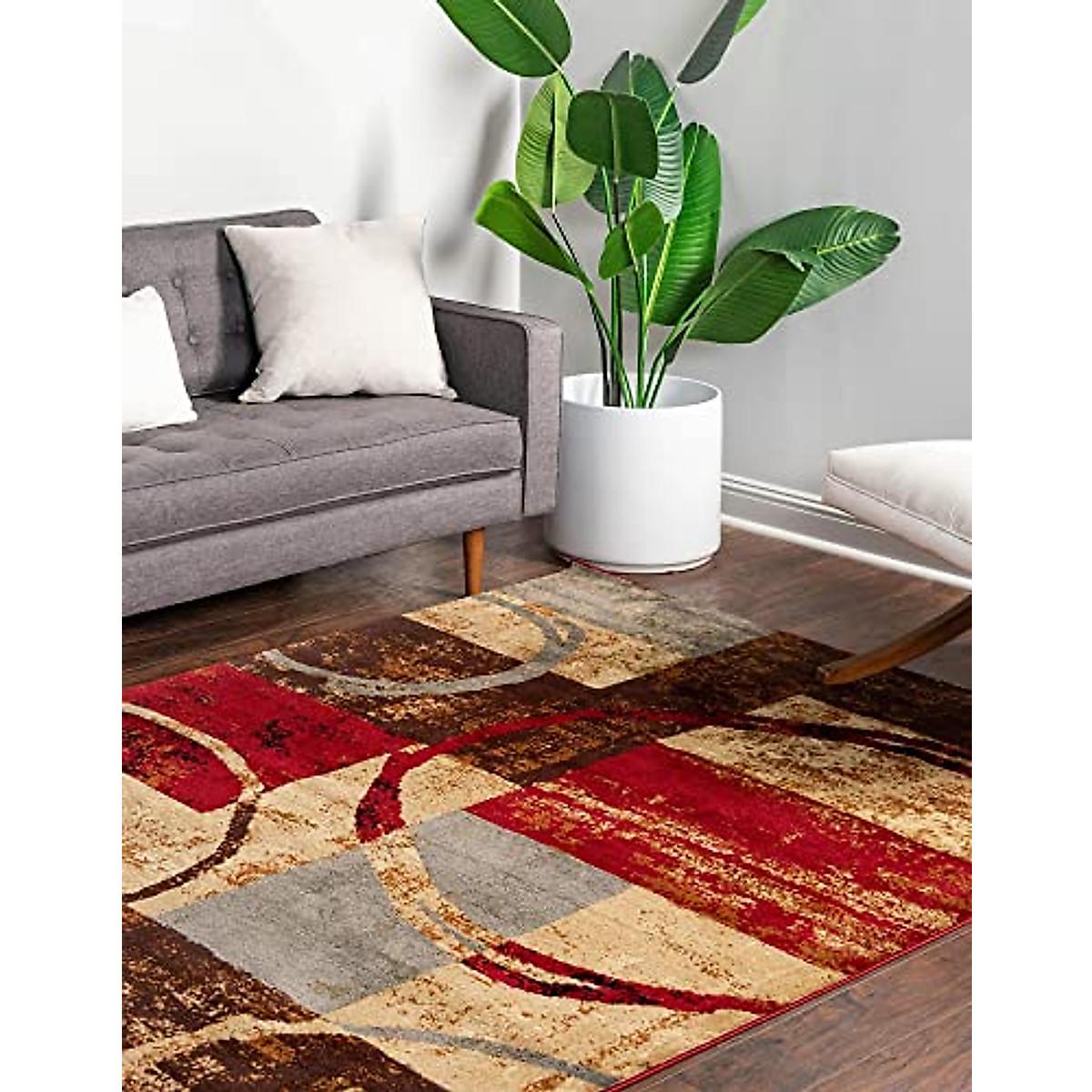 Unique Loom Barista Collection Area Rug - Kouillou (7' 10" x 10' Rectangle, Multi/ Brown)