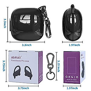 Ankasi Silicone Case Cover Compatible with Powerbeats Pro, Full Protective Shockproof Anti-Slip Silicone Case for Beats Powerbeats Pro Case (Black Edge-Black)