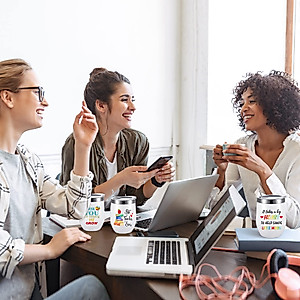 8 Pack Teacher Gifts Teacher Appreciation Gifts 12 oz Teacher Tumbler Bulk Wine Tumbler Stainless Steel Coffee Mug with Lids and Straws Thank You Birthday Gifts for Preschool Kindergarten Teacher