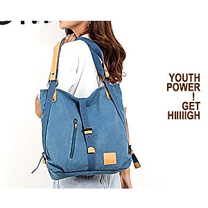 Leijing Women Canvas Casual Multifunctional Microfiber Leather Large Capacity Handbag Shoulder Bags Backpack Khaki one size