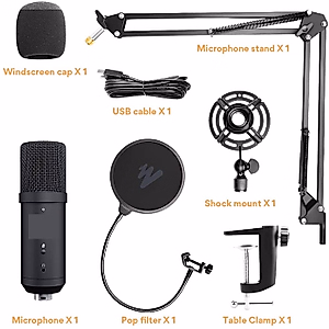 Wireless Microphones PM401 USB Microphone Set 192KHz/24Bit Microfone Professional Cardioid Condenser Podcast Mic with Mute Button Jack Microphone to Sing.