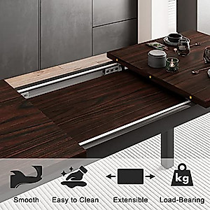 Feonase 3-Piece 63" XL Large Dining Table Set for 4-8 People, Extendable Kitchen Table Set with 2 Benches, Dining Room Table with Metal Frame and Solid MDF Wood Board, Easy Assembly, Espresso