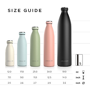 LARS NYSØM Stainless Steel Insulated Water Bottle 12oz 17oz 25oz 34oz 51oz | Insulated Thermo Flask for Hot and Cold Beverages | Leakproof Drinking Bottle (Almond Beige, 1000ml)