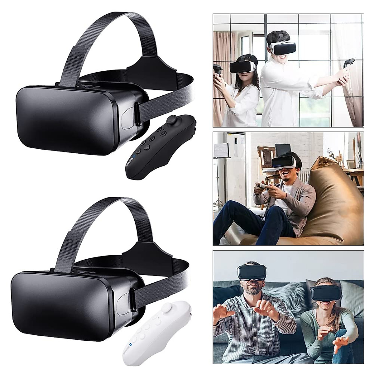 EKDJKK VR Headset Compatible with Android Phones, 3D Virtual Reality Glasses with Remote Control, Adjustable VR Glasses for VR Games & 3D Movies, VR Glasses Gaming Headset - Gift for Kids and Adults
