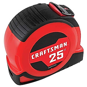 CRAFTSMAN Tape Measure, 25 ft, Retraction Control and Self-Lock, Rubber Grip (CMHT37225)