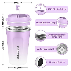 CS COSDDI 12 oz Stainless Steel Vacuum Insulated Tumbler - Coffee Travel Mug Spill Proof with Lid - Coffee Cups for Keep Hot/Ice Coffee,Tea and Beer