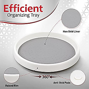 Lazy Susan Turntable 2 Pack, Non Skid Large Lazy Susan Turntable for Cabinet and Refrigerator, Plastic Rotating Turn Table, 10 Inch - by RamPro