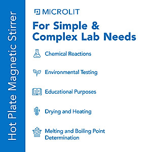 Microlit 5.9 in 300°C/572°F Digital Hotplate Magnetic Stirrer Hot Plate Ceramic Coated,100-1600rpm, Stand Stir Bar | Temp Probe Sensor Stir Bars Included Heated Stirring Plate with Memory Function
