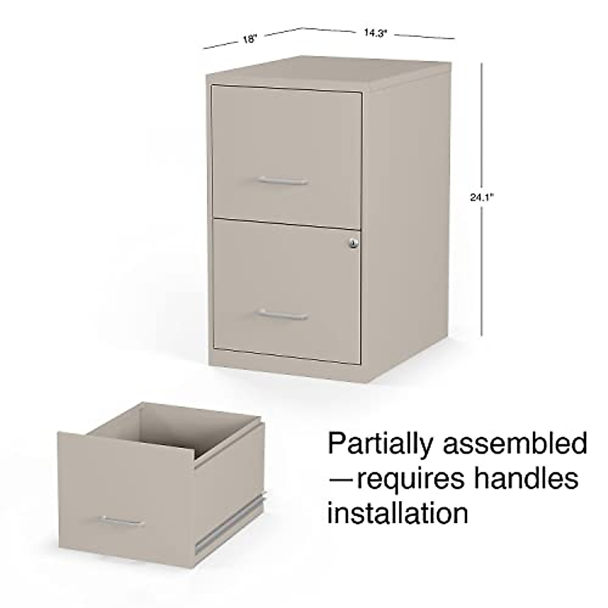 MyOfficeInnovations 2806662 2-Drawer Vertical Locking File Cabinet Letter-Size Putty/Beige 18D