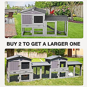MEDEHOO Chicken Coop Wooden Outdoor Hen House 6 Access Doors Rabbit Hutch with Run, Deeper Leakproof Pull-Out Tray and Weatherproof Roof