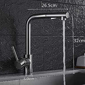 Kitchen Sink Faucet for Bar Farmhouse Commercial, Swiveling Kitchen Faucet, Brass Brushed Nickel High Arch Kitchen Sink Faucet, Pull Out Rotation Spray Mixer Tap (Color : Chrome)