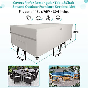 MR. COVER Patio Table Covers for Outdoor Furniture, Patio Furniture Covers Waterproof Heavy Duty, 115L x 76W x 30HInches, Rip-Resistant and UV-Protection, Neutral Beige