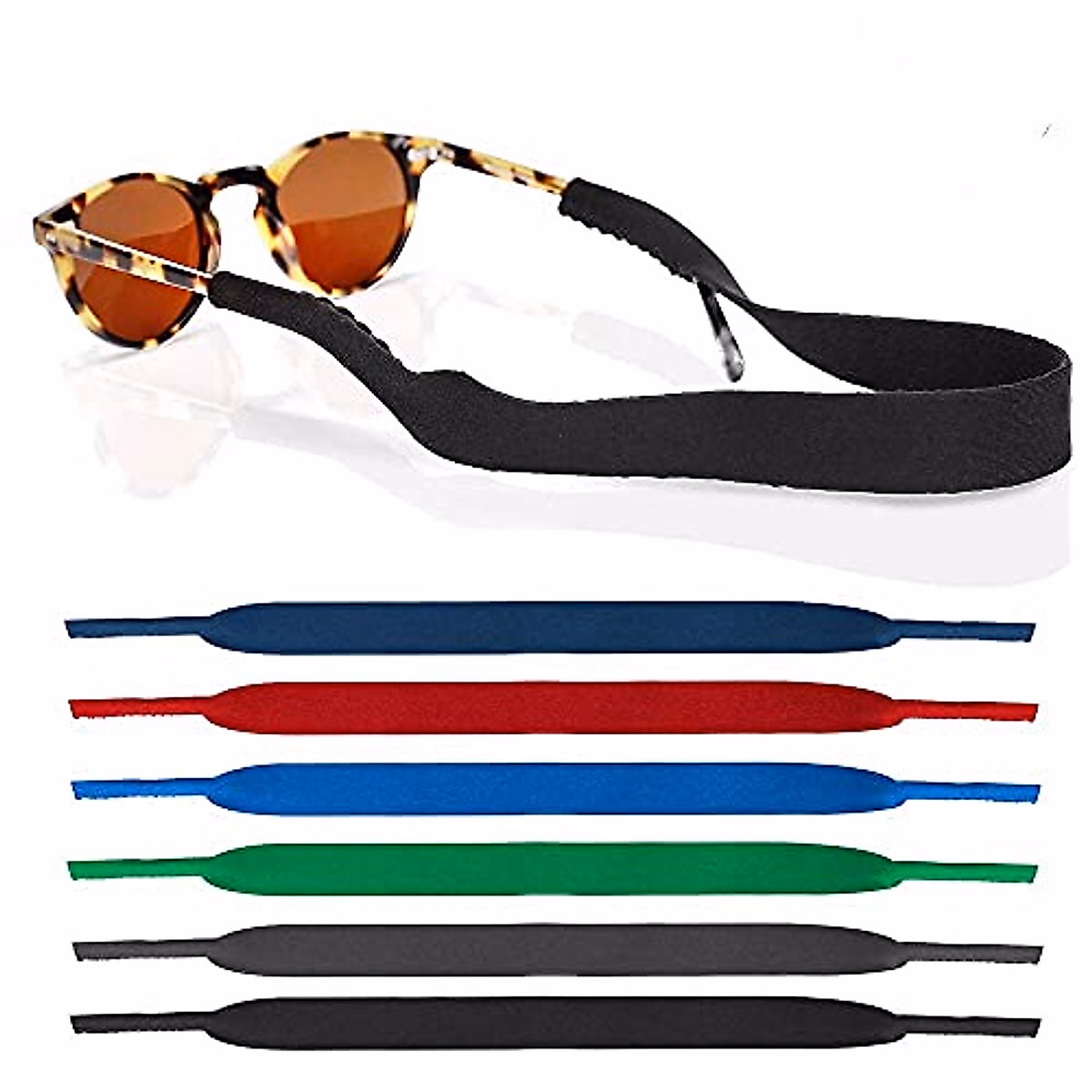 YIKATO [Length Upgrade] 6 Pack Neoprene Glasses and Sunglasses Strap, Anti Slip Sports Eyewear Retainer Holder Strap (Multicolor-6pcs)