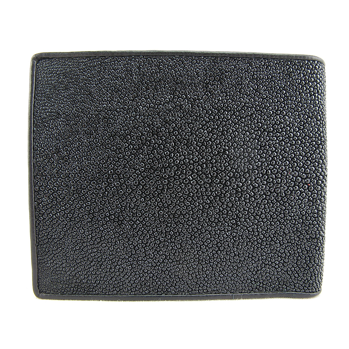 Pelgio Genuine Stingray Shagreen Skin Leather Bifold Wallet (Black)