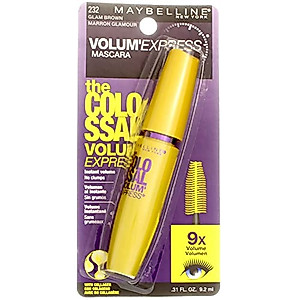 Maybelline New York Volum' Express Colossal Washable Mascara, Glam Brown [232] 0.31 oz (Pack of 3)