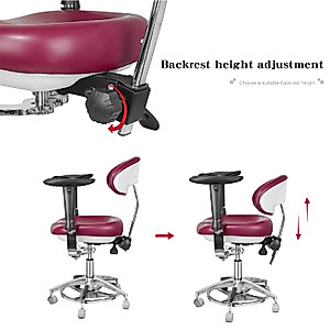 NSKI 360° Swivel Mobile Chair Dental Dynamic Seat Doctor's Stool with Armrest Foot Control PU Leather