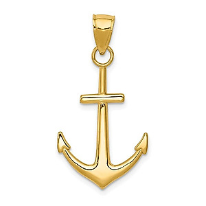 Diamond2Deal 14k Yellow Gold Polished Anchor Pendant Fine Jewelry for Women