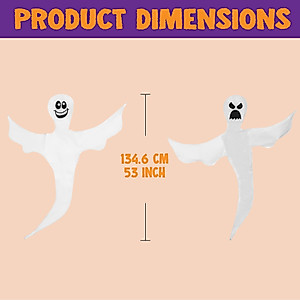 JOYIN 2 Pack 53" Halloween Bendable Tree Wrap Ghost for Halloween Decoration Outdoor, Lawn Decor, Tree, Pilar Decorations, Ghost Party Supplies