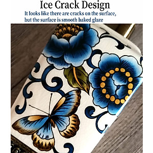 Kelake Ceramic Soap Dispenser - 12 oz Ice Crack Ceramic Liquid Hand Soap Dispenser with Removable Pump, Refillable Modern Classical Palace Style Dish Soap Dispenser for Bathroom and Kitchen