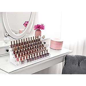 HBlife Clear Nail Polish Organizer 6 Tier Acrylic Display Rack Holds Up to 72 Bottles