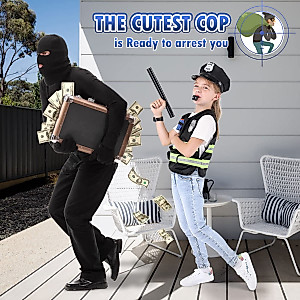 Kids Police Dress up Set Police Officer Role Play Costume Toys Set for Kids Ages 3-7 Years Old Includes Police Vest, Hat and Accessories for Boys and Girls Pretend Play