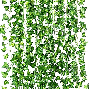 ZWYOQI 168 feet Artificial Vines Greenery Garland Fake Hanging Leaves Faux Foliage Plants for Wedding Party Garden Home Kitchen Office Wall Decorations (Watermelon/24 Strands)