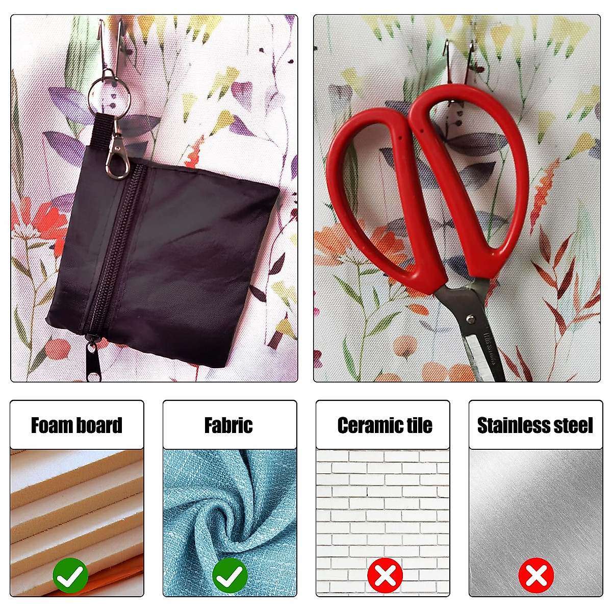 60Pcs Fabric Panel Wall Hooks Panel Wall Wire Hooks Cubicle Hooks for Fabric Walls at Office, Kitchen, Home Shelf, Picture, Key Hanging Accessories