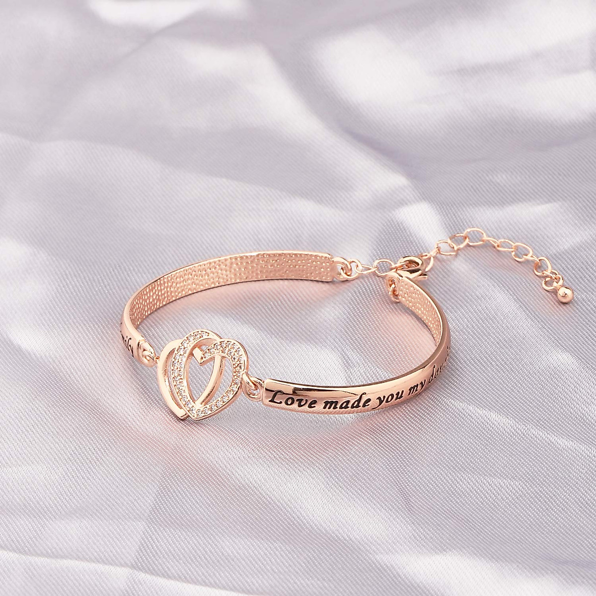 WUSUANED New Dauhter In Law Bracelet Marriage Made You Family Love Made You My Daughter Wedding Bracelet Daughter In Law Gift (New daughter in law bracelet rose gold)