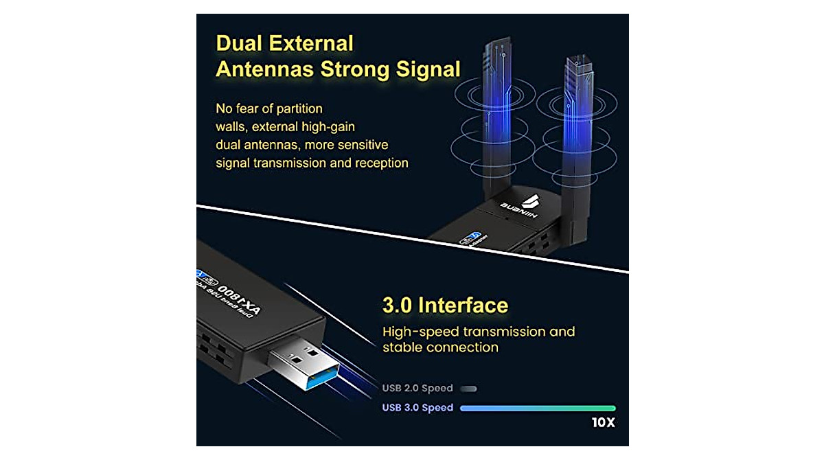 Upgrade to WiFi 6! 1800Mbps Dual Band USB PC Adapter