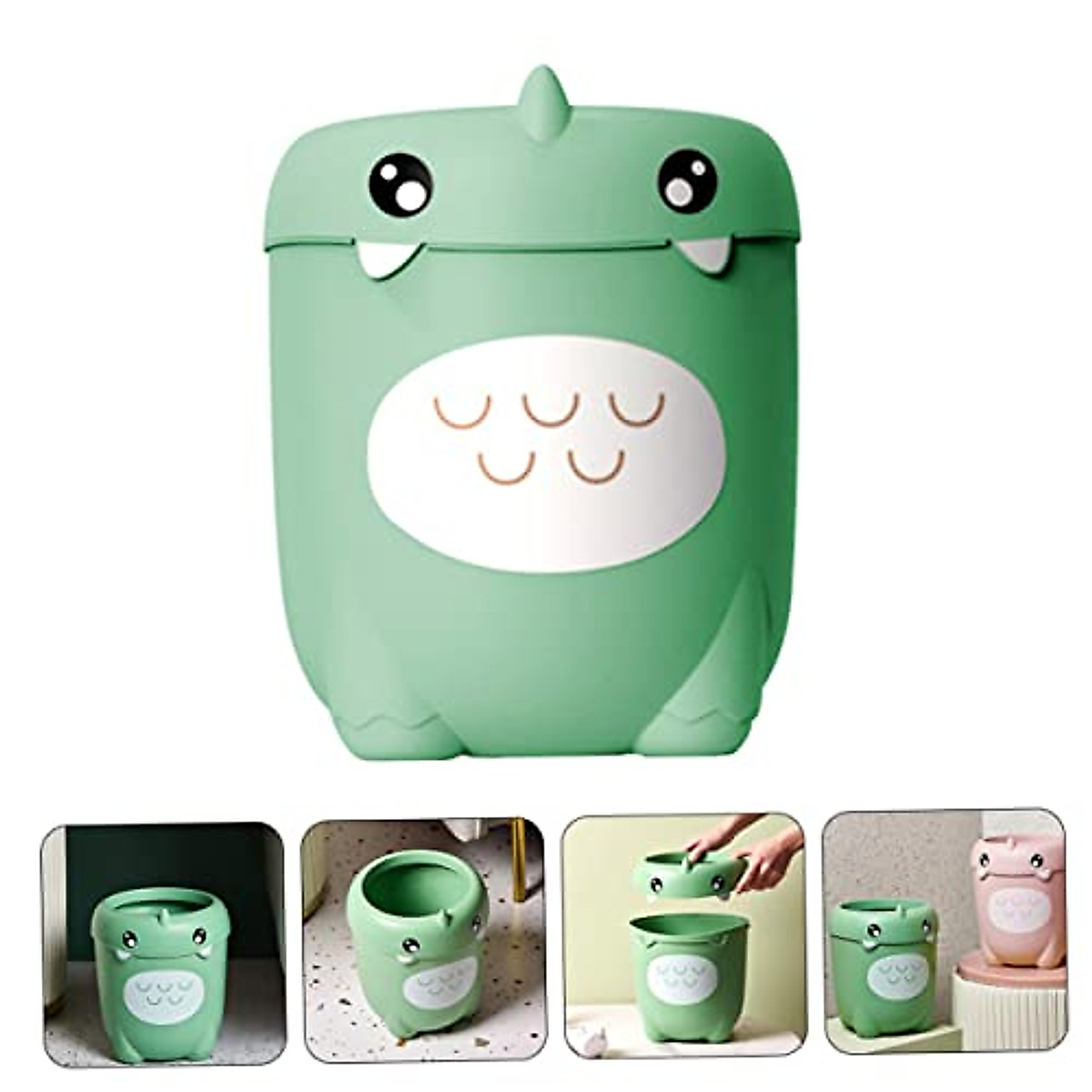 ORFOFE Cartoon Trash can Cans Desktop Slim Lovely Roomdinosaur Mini Kids with Ring Bathroomlight Childrens Decorative Bathrooms for Wastepaper Car Bins Makeup Cute Little Trash Household