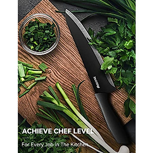 MIDONE Knife Set, 17 Pieces German Stainless Steel Kitchen Knife Set, Include Kitchen Accessories, Black