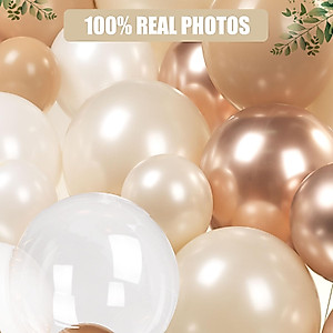 Pearl White Double Stuffed Balloon Arch Metallic Champagne Balloon Garland Neutral Balloon Arch Kit Nude Bobo Cream Apricot Coffee Sand Globos For Boho Baby Wedding Bridal Shower Backdrop Decorations