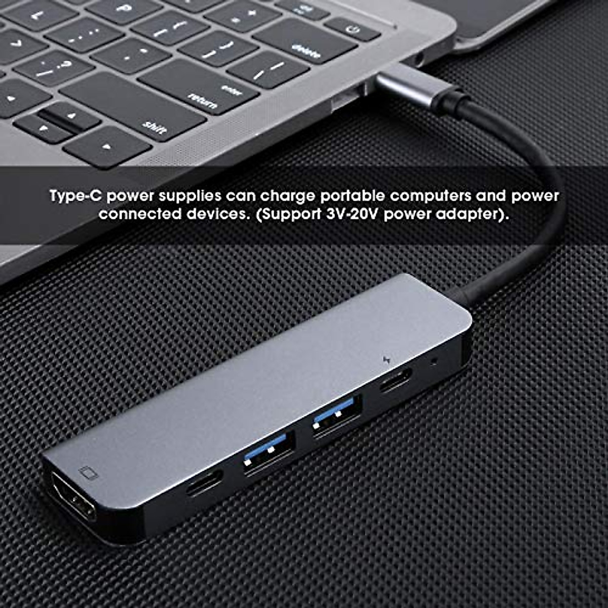 Not Easy to Damage Portable Durable Type‑C Hub Long Service Life High Definition Aluminum Alloy Materialf Expansion Dock for Mobile Phone