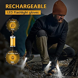 Rechargeable Flashlight Gloves Men Gifts - Led Light Glove Christmas Stocking Stuffers Birthday Fishing Gifts for Dad Women Husband Him Teens Guy Cool Gadgets Tools Stuff for Camping Running Repairing