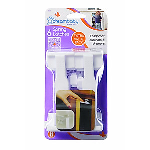 Dreambaby Spring Latches, White, Pack of 6