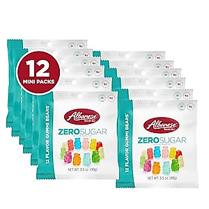 Albanese World's Best Zero Sugar Candy, 12 Flavor Gummi Bears, 3.5 Ounce (Pack of 12), Packaging May Vary