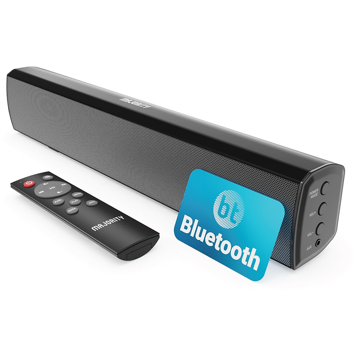 Majority Bowfell Small Sound Bar for TV with Bluetooth, RCA, USB, Opt, AUX Connection, Mini Sound/Audio System for TV Speakers/Home Theater, Gaming, Projectors, 50 watt, 15 inch
