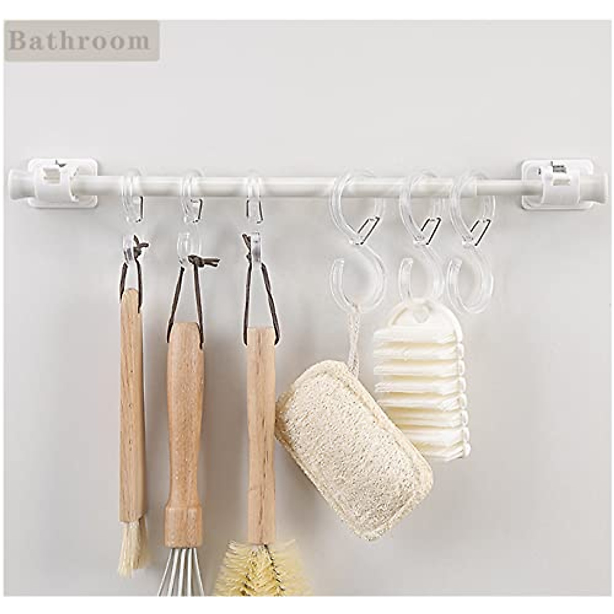 S Hooks with Safety Buckle for Hanging, Anti-Drop S Shaped Hooks, Heavy Duty Rustproof S Hangers for Kitchen Utensil, Closet Rod, Bathroom (32, Clear)