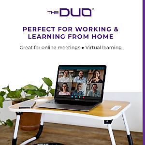 THE DUO Laptop Workstation for Bed and Sofa - Foldable Laptop Table, Portable Table for Bed, Lap Desk for Working, Reading, Eating - Marble, 26 x 17.5 inches