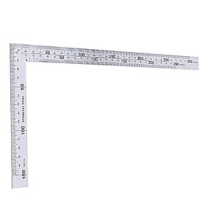 Bettomshin 1Pc L Shaped Ruler, 150x300mm Stainless Steel Straight Edge Ruler, 90 Degree Square Layout Tool, Thicken Right Angle Ruler Measuring Gauge for Carpenter Engineer, Random Font Color