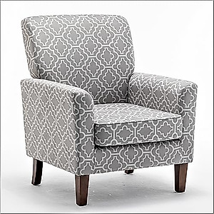 US Pride Modern Accent Armchair for Office and Living Room Decor with Birch Wood Frame and Microfiber Upholstery, Easily Assembled Arm Chair with Removable Cushions, 03 Printed Fabric