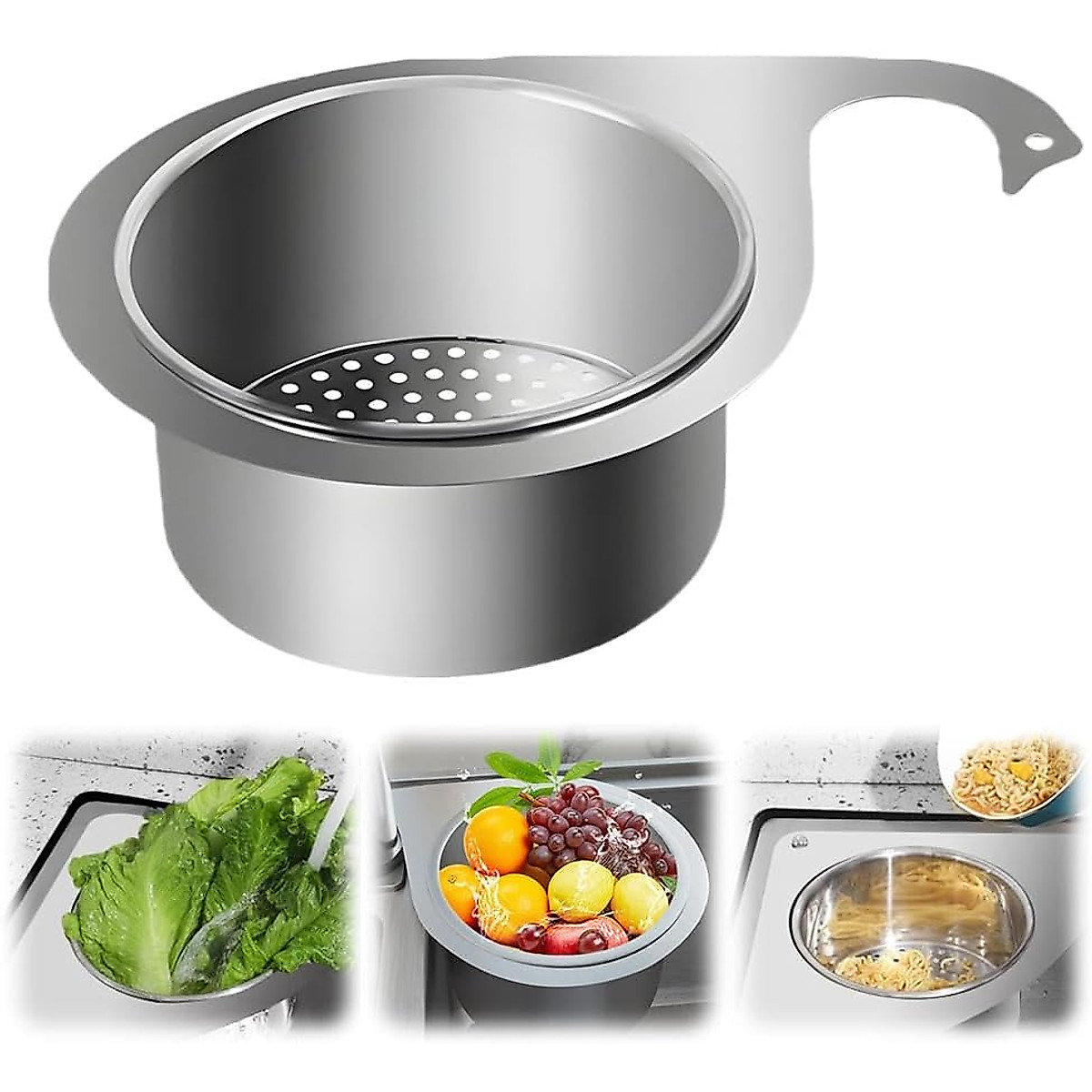 Stainless Steel Swan Sink Strainer Basket, Stainless Steel Draining Basket for Sink, 2024 Multi-Functional Drain Basket Quick Drain Kitchen Tools, Sink Hangs on Faucet Fits All Sink (1pc)