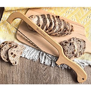 Mellbree Bread Knife for Homemade Bread, 16" Sourdough Bread Knife 304 Stainless Steel Serrated Bread Bowl Knife, Bread Cutting Knife, Bread Slicer Knife, Light Color Option